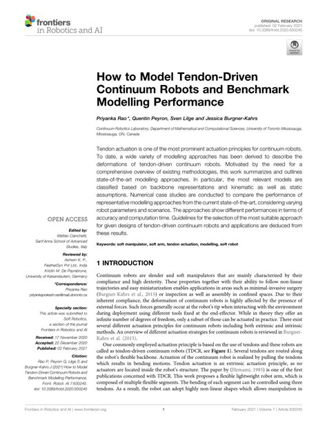 Pdf How To Model Tendon Driven Continuum Robots And Benchmark