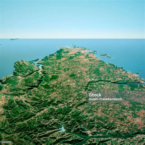 이스트리아 크로아티아 3d 렌더링 수평선 공중 보기 에서 북쪽 Sept 2018 3차원 형태에 대한 스톡 사진 및 기타 이미지 3차원 형태 섬 0명 Istock