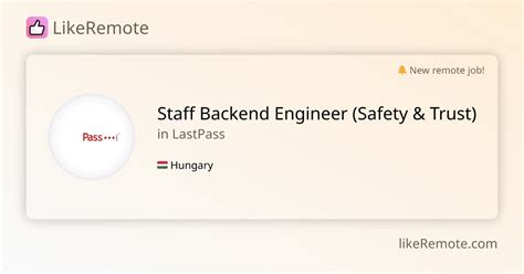 📩 Staff Backend Engineer Safety And Trust At 🏢 Lastpass 📍remote Job In