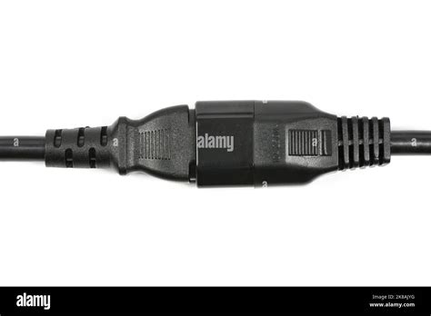 Black C13 Female And C14 Male Rubber Connector Power Plug Isolated On