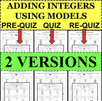 ADDING INTEGERS Integer Operations MODELS MODELING Zero Pairs QUIZZES Forms