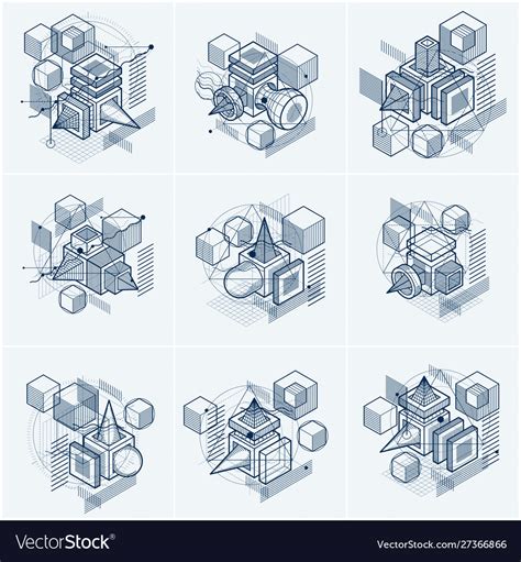 Isometric Abstract Backgrounds With Lines Vector Image