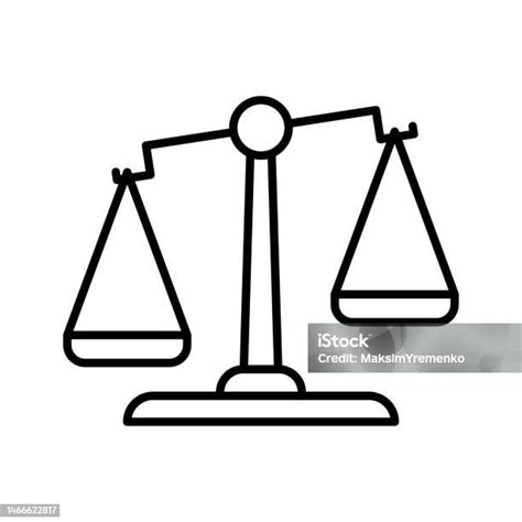 천칭 자리 라인 아이콘입니다 저울 평등 흰색 배경에 격리된 픽토그램 개념에 대한 스톡 벡터 아트 및 기타 이미지 개념 검은