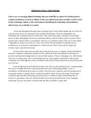 Final Project Part 1 Docx Final Project Part 1 Topic Selection Select A New Or Emerging