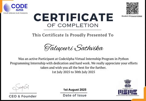 Python Internship Learningjourney Codealpha Professionalgrowth Techskills