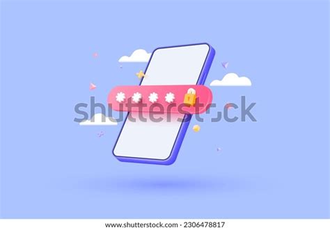 3d Cartoon Password Verification Password Authentication Stock Vector