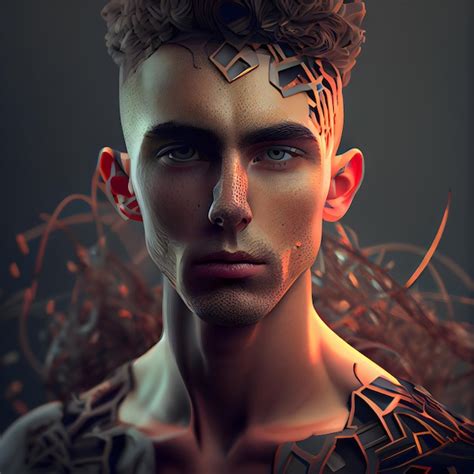 Premium Photo 3d Rendering Of A Male Robot With Futuristic Hairstyle And Skin