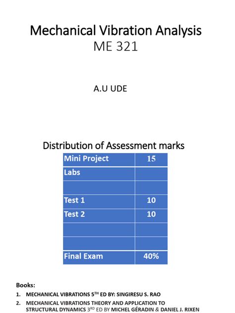 Vibration Analysis Lecture Notes Pdf