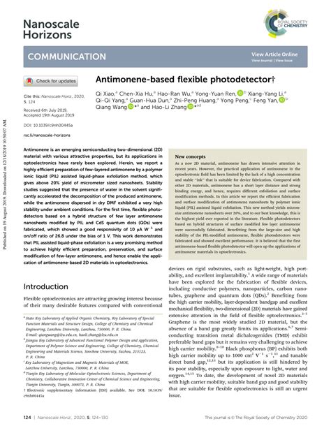 Pdf Antimonene Based Flexible Photodetector