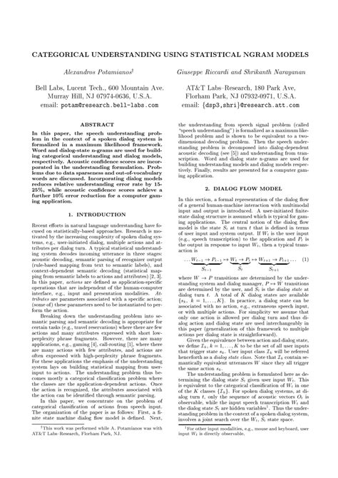 Pdf Categorical Understanding Using Statistical Ngram Models
