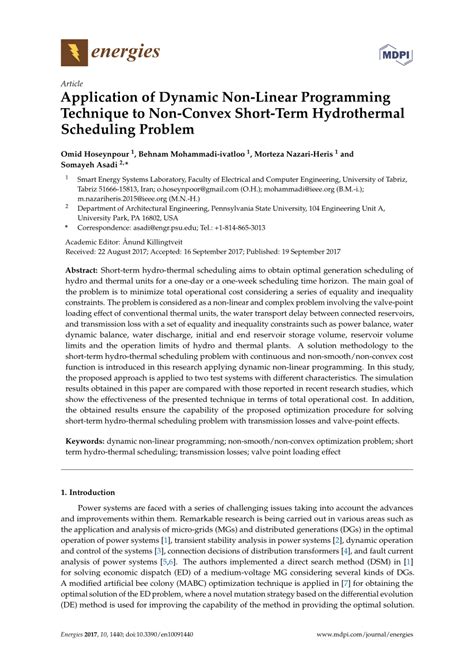Pdf Application Of Dynamic Non Linear Programming Technique To Non