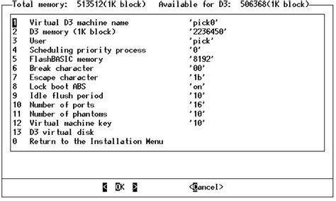 Display Modify D3 Configuration Menu