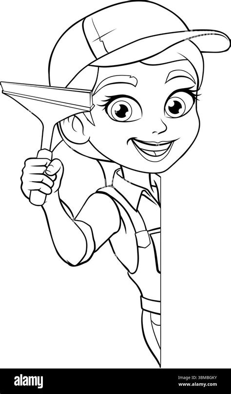 Woman Female Squeegee Window Cleaner Stock Vector Image And Art Alamy