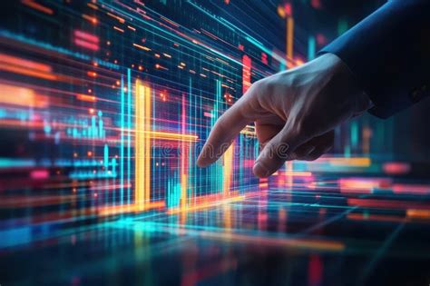 Hand Interacting With Abstract Digital Data Display Stock Illustration Illustration Of Colors