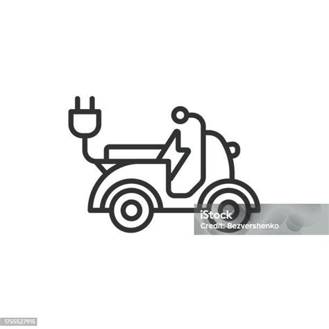 전기 스쿠터 오토바이 라인 아이콘입니다 하이브리드 차량 전기 배터리로 친환경 오토바이 편집 가능한 획 벡터 그림입니다 가벼운에 대한 스톡 벡터 아트 및 기타 이미지 Istock