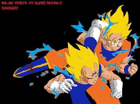 Dbz Ssj2 Goku Kakarot Vs Majin Vegeta By Ssj10gogeto On Deviantart