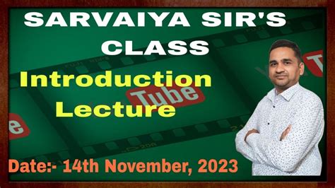 Introduction Lecture Youtube