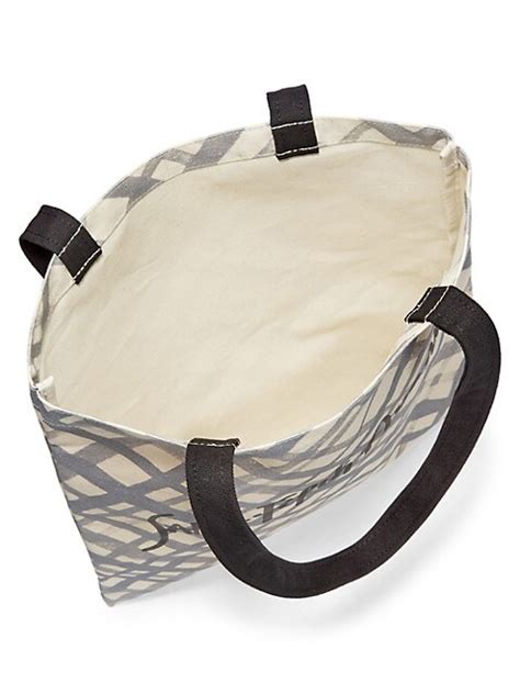 saks fifth avenue canvas grid pattern logo tote bag on sale saks off 5th