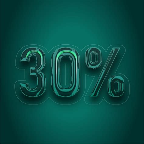 Premium 3d Green Plastic Vector 30 Percent Icon With Customizable