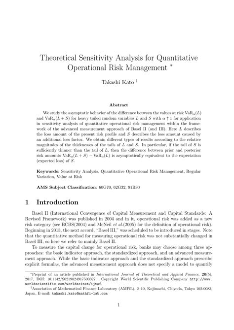Pdf Theoretical Sensitivity Analysis For Quantitative Operational