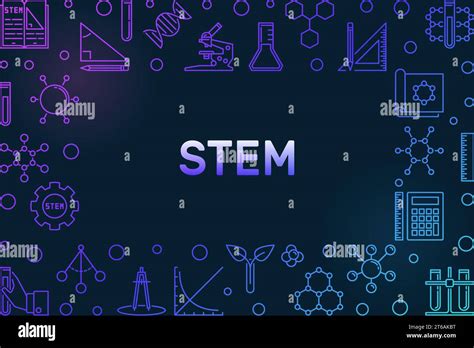 Stem Concept Outline Horizontal Colored Frame Vector Science Technology Engineering And Math