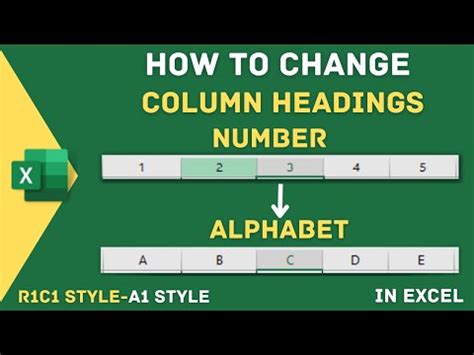 How To Change Column Headings From Numbers To Alphabet In Excel YouTube