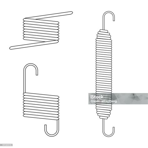 금속 코일 스프링 나선형 플렉시블 와이어 금속 나선형 흰색 배경 벡터에서 격리된 코일 스프링 강철에 대한 스톡 벡터 아트 및