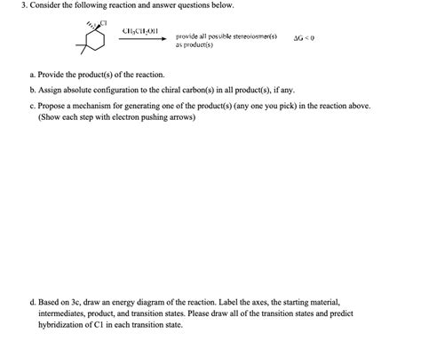 Solved 3 Consider The Following Reaction And Answer