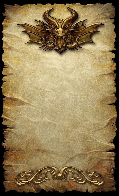 Ancient Paper Scroll With Torn Edges And Ornaments Stock Illustration