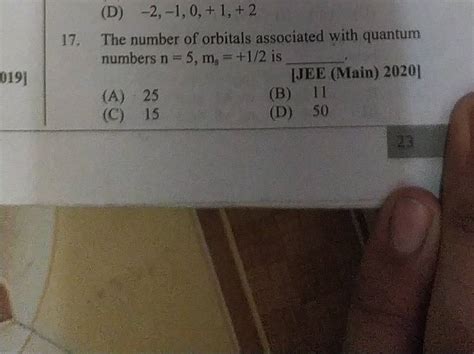 D −2 −1 0 1 2 17 The Number Of Orbitals Associated With Quantum Numb