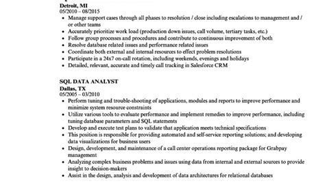 Sql Data Analyst Resume Sample Sql Data Analyst Resume Resume Ideas