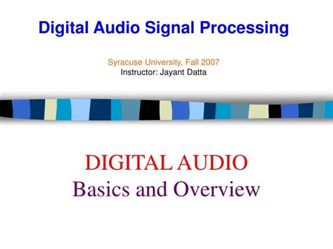 PPT DIGITAL AUDIO Basics And Overview PowerPoint Presentation Free Download ID 28890
