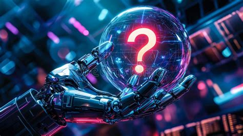 A Robot Hand Holds A Glowing Question Mark Generative Ai Stock