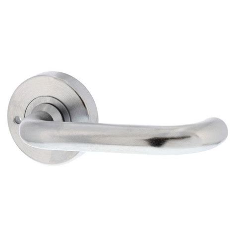 Lockwood Vsr2 37 Velocity Privacy Lever Set On Small Round Rose Satin Chrome Brushed Vsr2