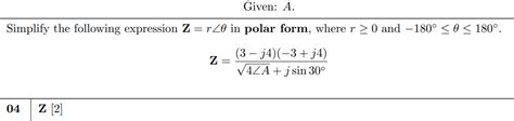 Solved Simplify the following expression Z rθ in polar Chegg com