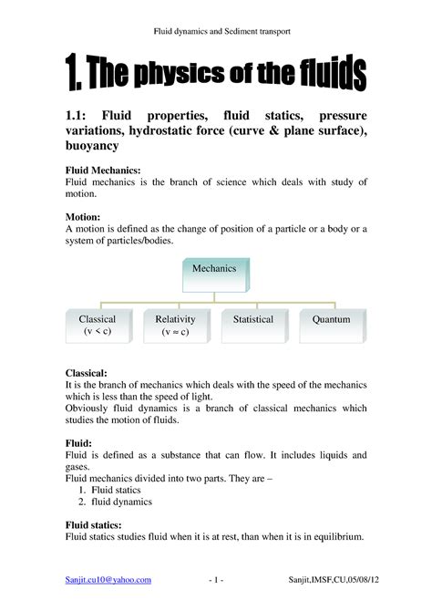 sanjit vai fluid dynamics 1 fluid properties fluid statics