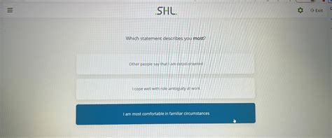 solved shl exitwhich statement describes you mostother