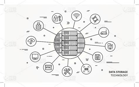 数据存储技术矢量图