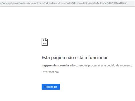 error 500 esta página não está a funcionar prestashop