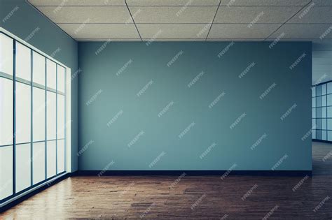 모의 흰색 벽 의자와 로고용 테이블이 있는 빈 사무실 공간 바닥 벽이 있는 사무실 공간 프리미엄 사진