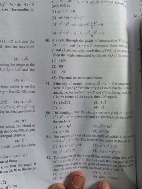 Y2−2x 4y−93 0 Axes The Coordinates P 1 −2 And Cuts The B Then The Max