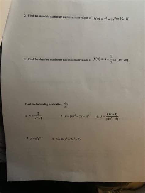Solved 2 Find The Absolute Maximum And Minimum Values Of