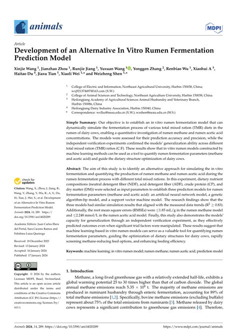 Pdf Development Of An Alternative In Vitro Rumen Fermentation Prediction Model