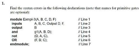 Solved Find The Syntax Errors In The Following Declarations Note That