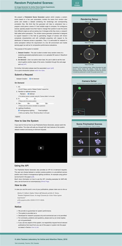 On Demand Request User Interface Of The Polyhedral Scene Generator