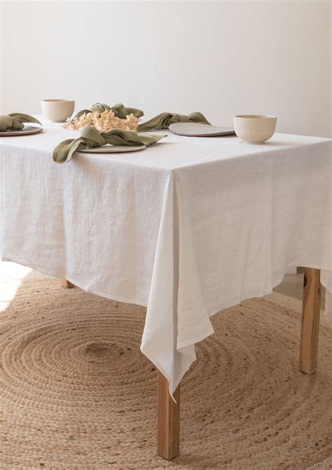 White Linen Tablecloth Square Rectangular Linen Table Cloth Custom Size