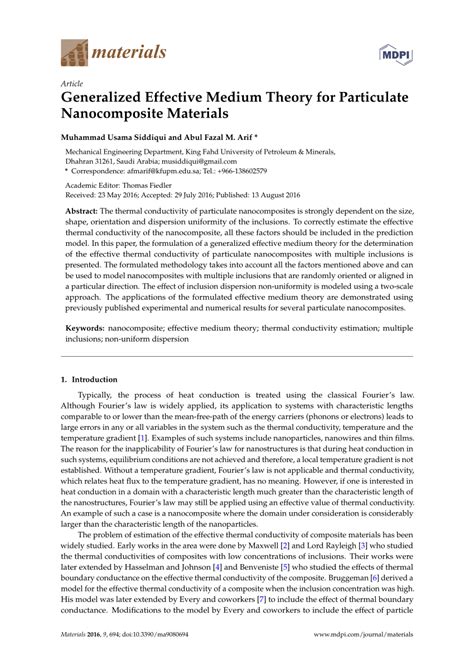 Pdf Generalized Effective Medium Theory For Particulate Nanocomposite Materials