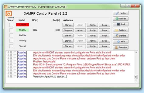 Xampp Control Panel Manageconfigure Apache Mysql