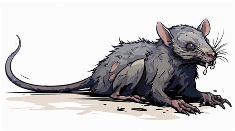 Cartoon Dead Rat Line Art Illustration Premium Ai Generated Vector