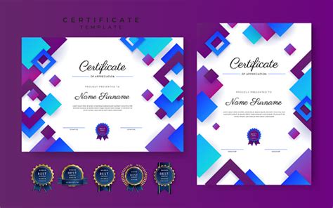 고급 배지와 현대적인 라인 패턴이있는 업적 테두리 템플릿의 현대 파란색 인증서 수상 비즈니스 및 교육 요구 사항 0명에 대한 스톡 벡터 아트 및 기타 이미지 Istock